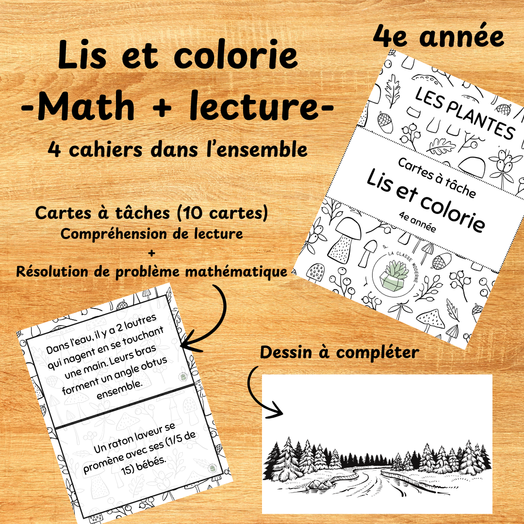Lis et colorie + concepts mathématiques (4e année) – La classe moderne